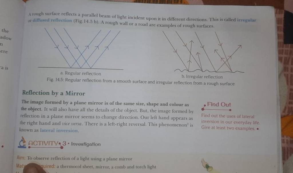 A rough surface reflects a parallel beam of light incident upon it in dif..
