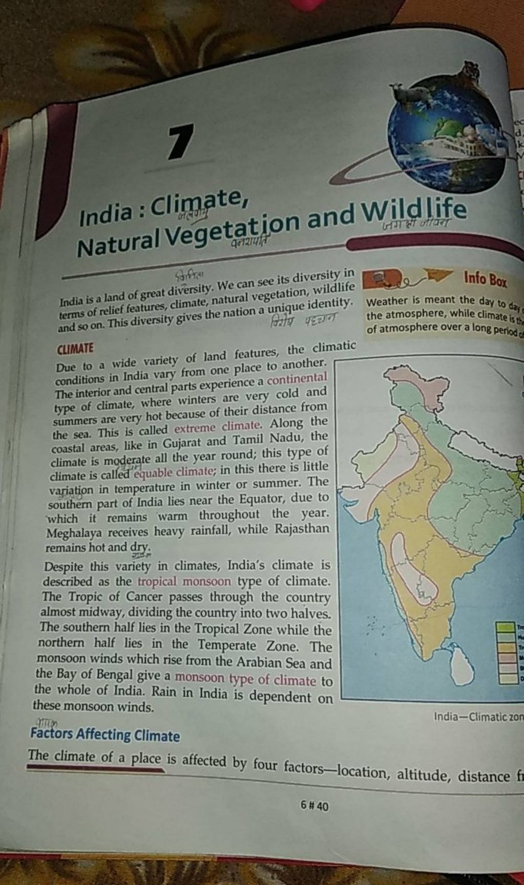 India : Climate, Natural Vegetation and Wild life India is a land of grea..