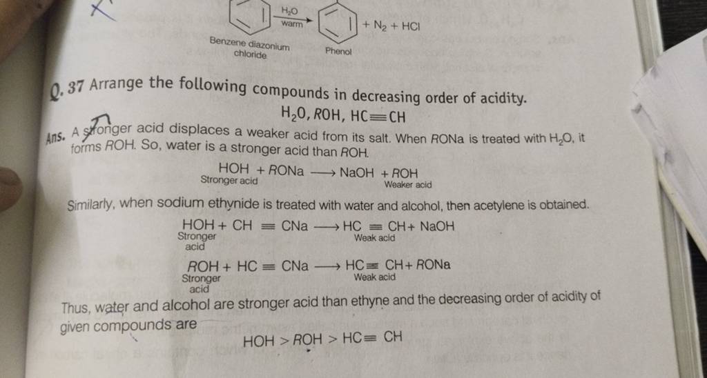Q. 37 Arrange the following compounds in decreasing order of acidity. An5..