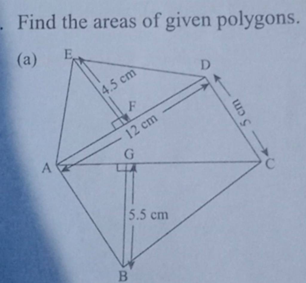 Find the areas of given polygons. (a) | Filo
