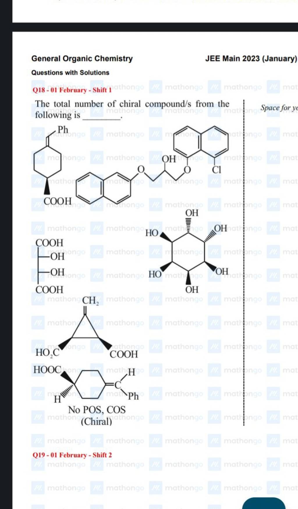 General Organic Chemistry JEE Main 2023 (January) Questions with Solution.. General Organic Chemistry JEE Main 2023 (January) Questions with Solution..