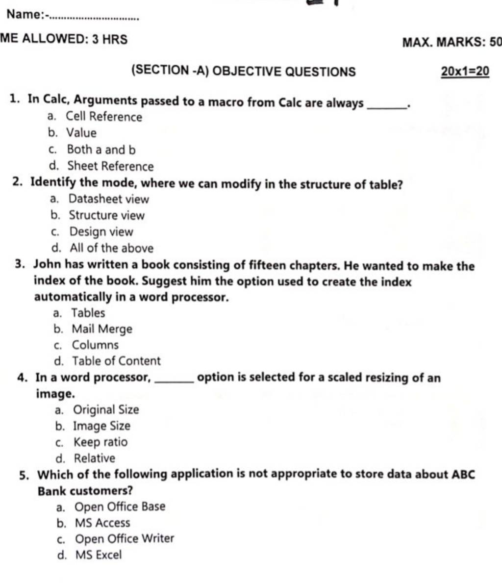 Identify The Mode Where We Can Modify In The Structure Of Table Filo