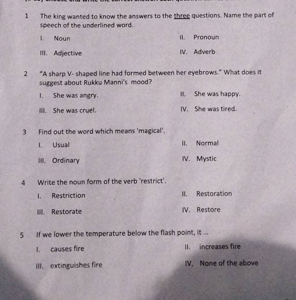2 "A sharp V-shaped line had formed between her eyebrows." What does it s..