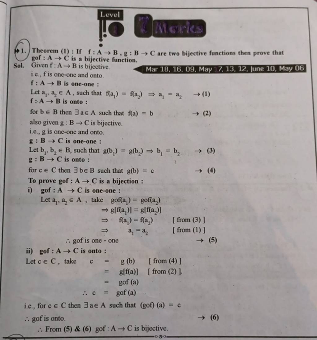 1 Theorem 1 If Fa→bgb→c Are Two Bijective Functions Then Prove Th