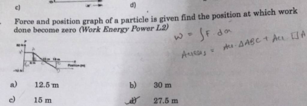 Force and position graph of a particle is given find the position at whic..