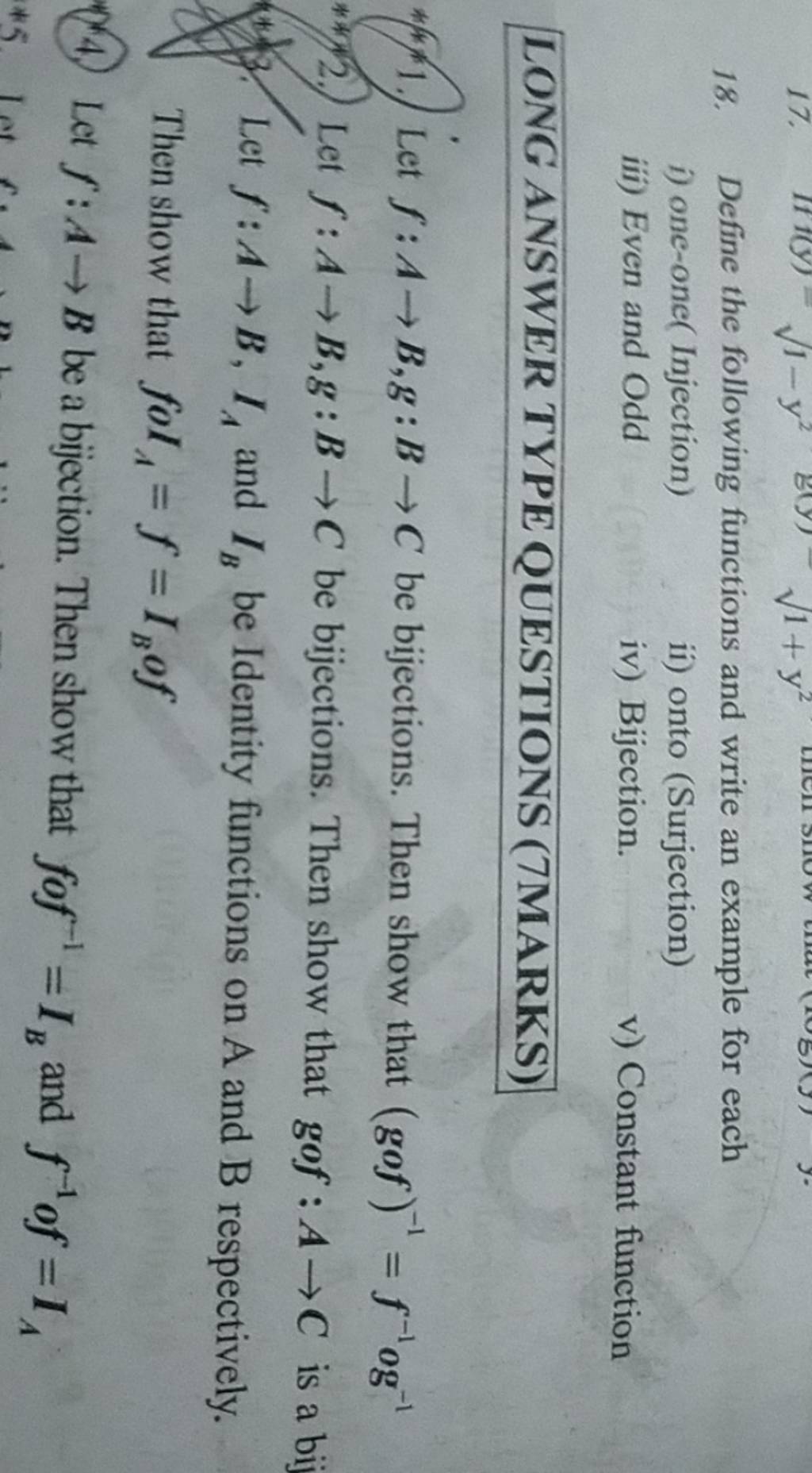 18 Define The Following Functions And Write An Example For Each I One O