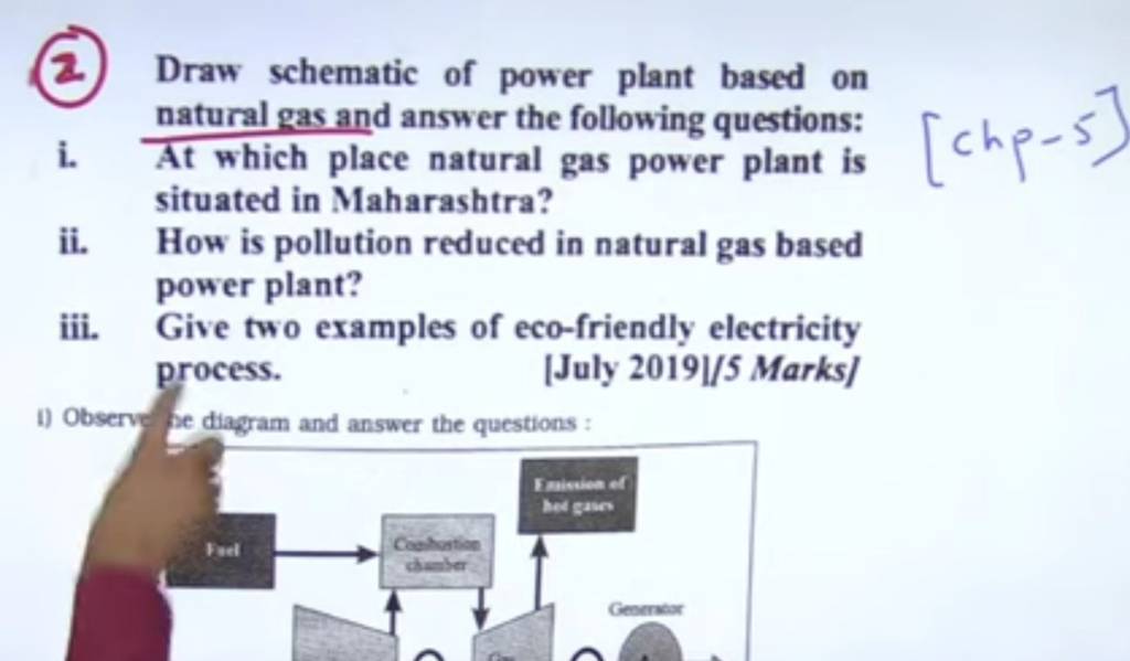 (2) Draw schematic of power plant based on natural gas and answer the fol..