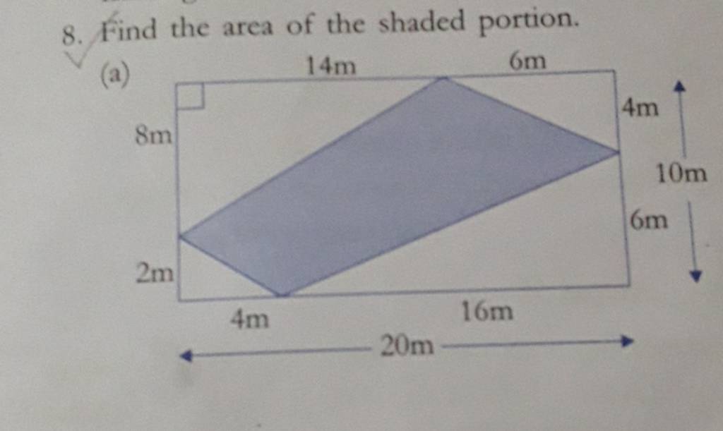 8. Find the area of the shaded portion. (a) | Filo
