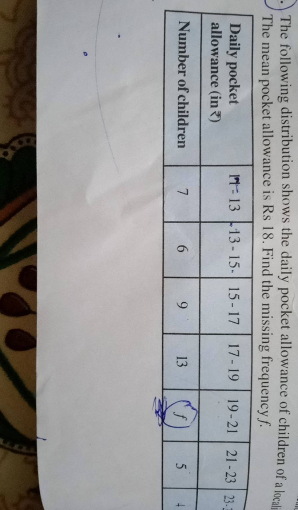 The following distribution shows the daily pocket allowance of children o..