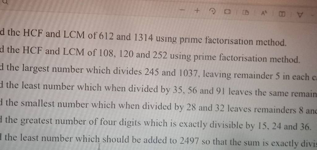 d the HCF and LCM of 612 and 1314 using prime factorisation method. d the.. d the HCF and LCM of 612 and 1314 using prime factorisation method. d the..