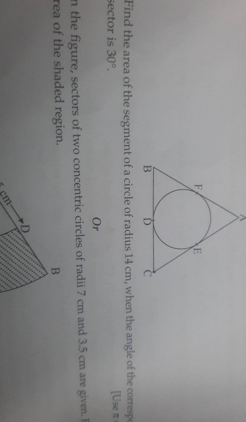 Find The Area Of The Segment Of A Circle Of Radius 14 Cm When The Angle