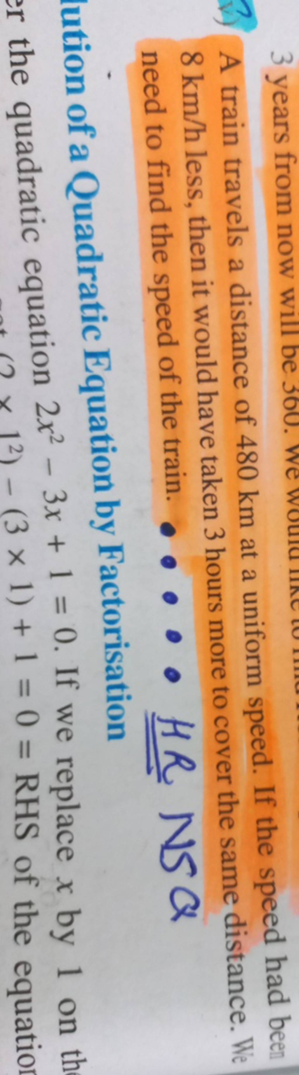 A train travels a distance of 480 km at a uniform speed. If the speed had..