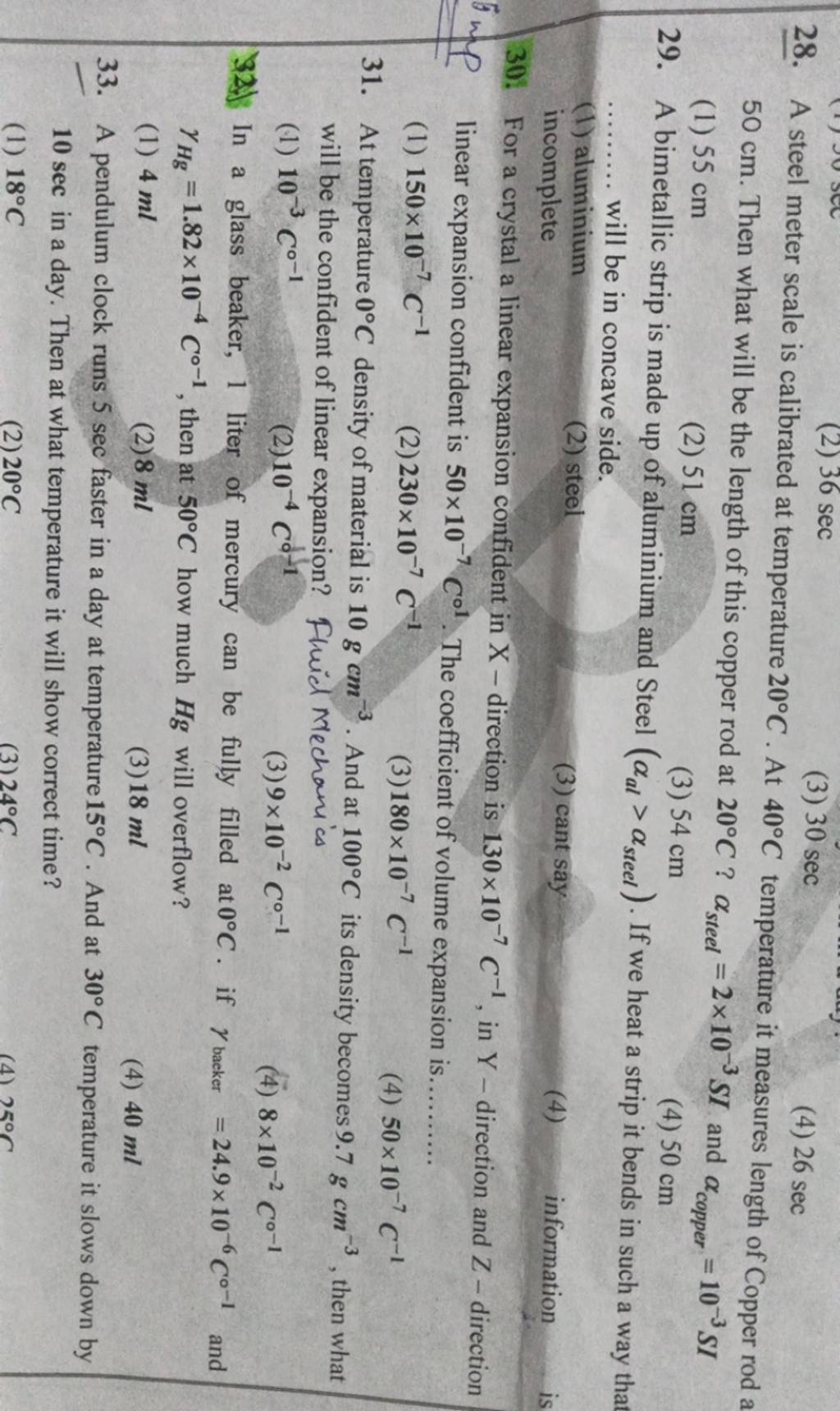 A steel meter scale is calibrated at temperature 20∘C. At 40∘Ce temperatu..