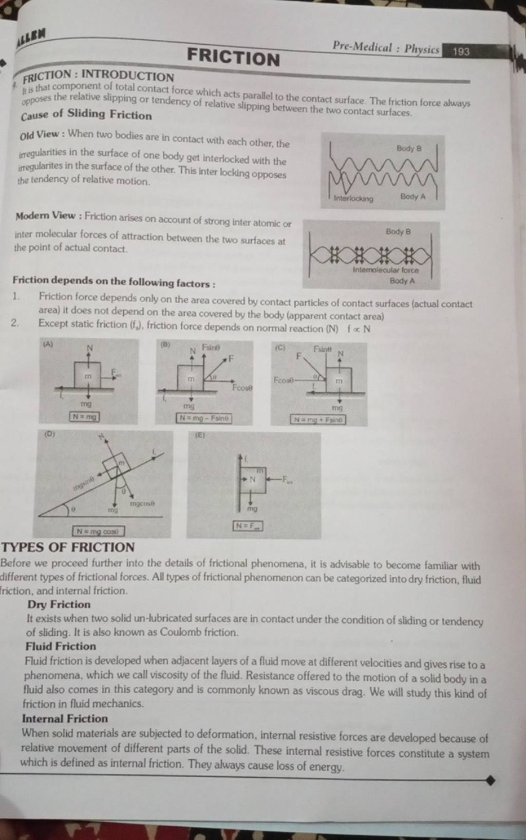 FRICTION FRICTION : INTRODUCTION It is that component of total contact fo..