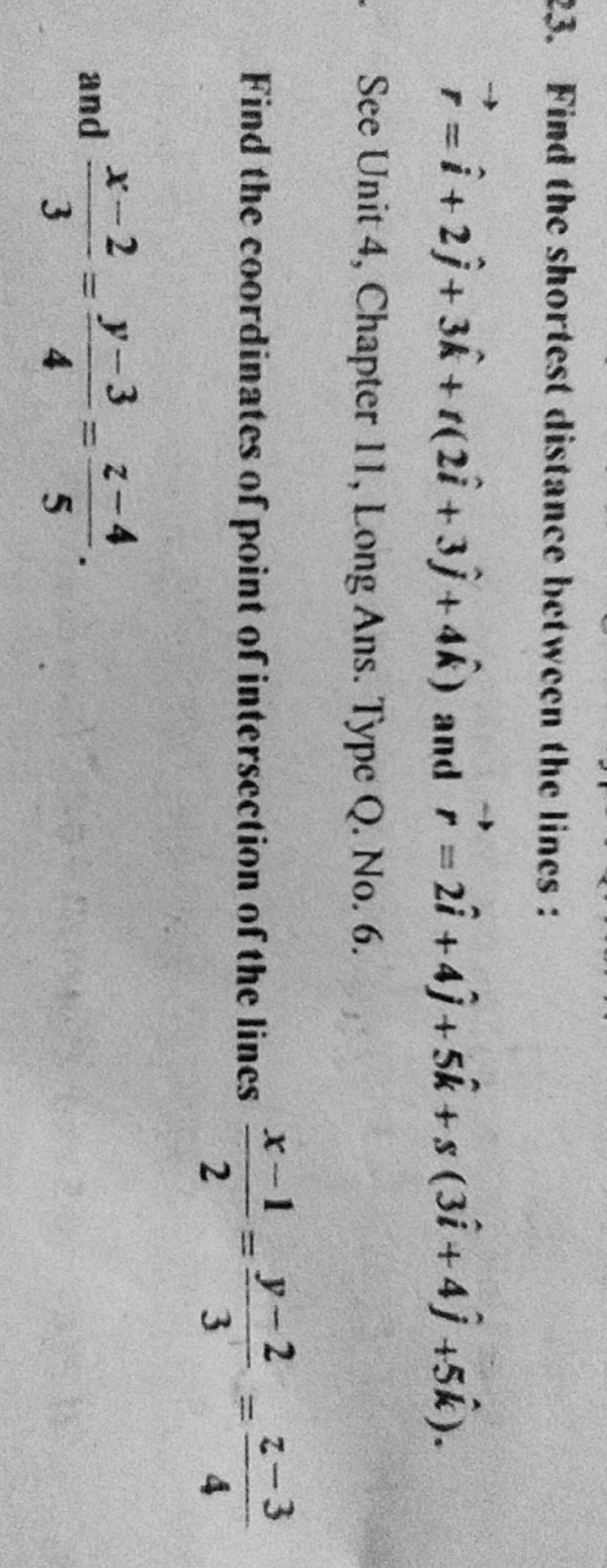 3 Find The Shortest Distance Between The Lines Ri2j 3kt2i3j 1656