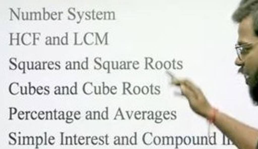 Number System HCF and LCM Squares and Square Roots Cubes and Cube Roots P..
