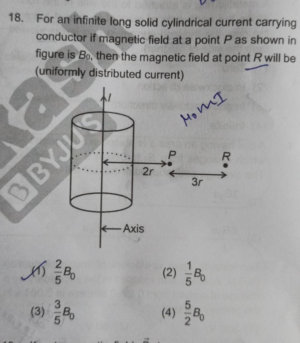 For an infinite long solid cylindrical current carrying conductor if magn..