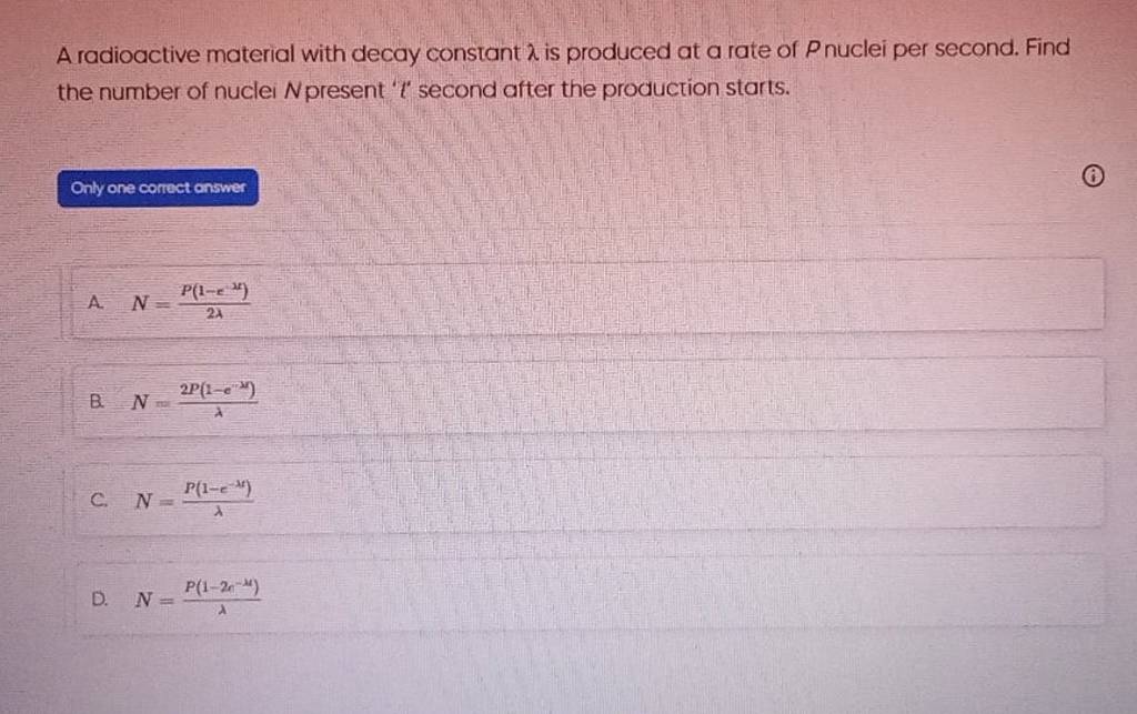 A radioactive material with decay constant λ is produced at a rate of P n..