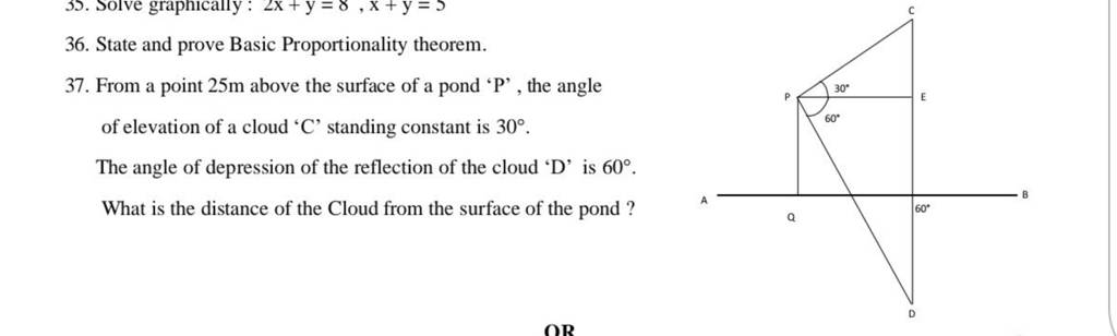 36 State And Prove Basic Proportionality Theorem 37 From A Point 25 M