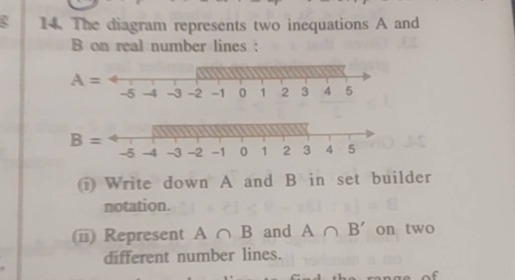 14. The Diagram Represents Two Inequations A And B On Real Number Lines