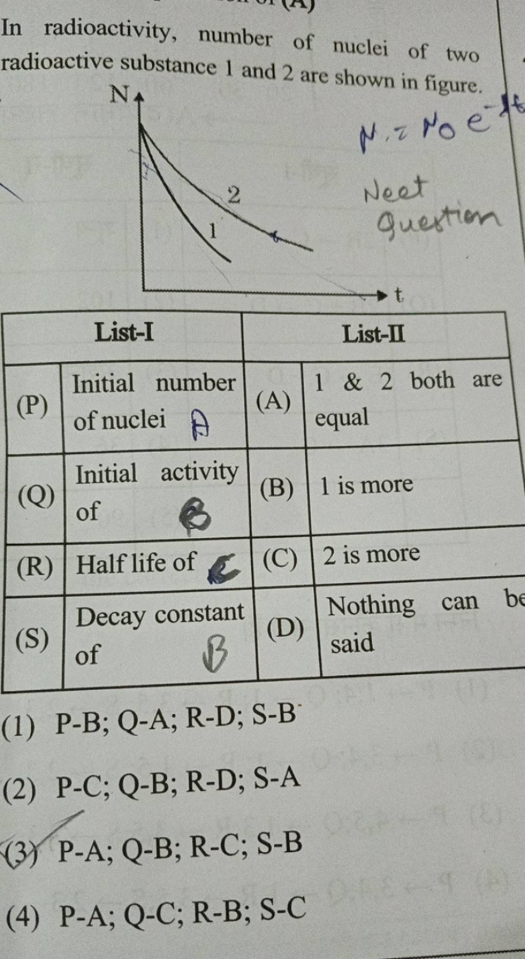 In radioactivity, number of nuclei of two radioactive substance 1 and 2 a..