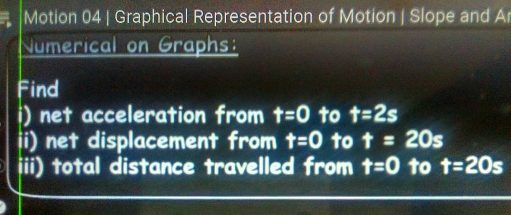 Motion 04 | Graphical Representation of Motion I Slope and A Vumerical on..