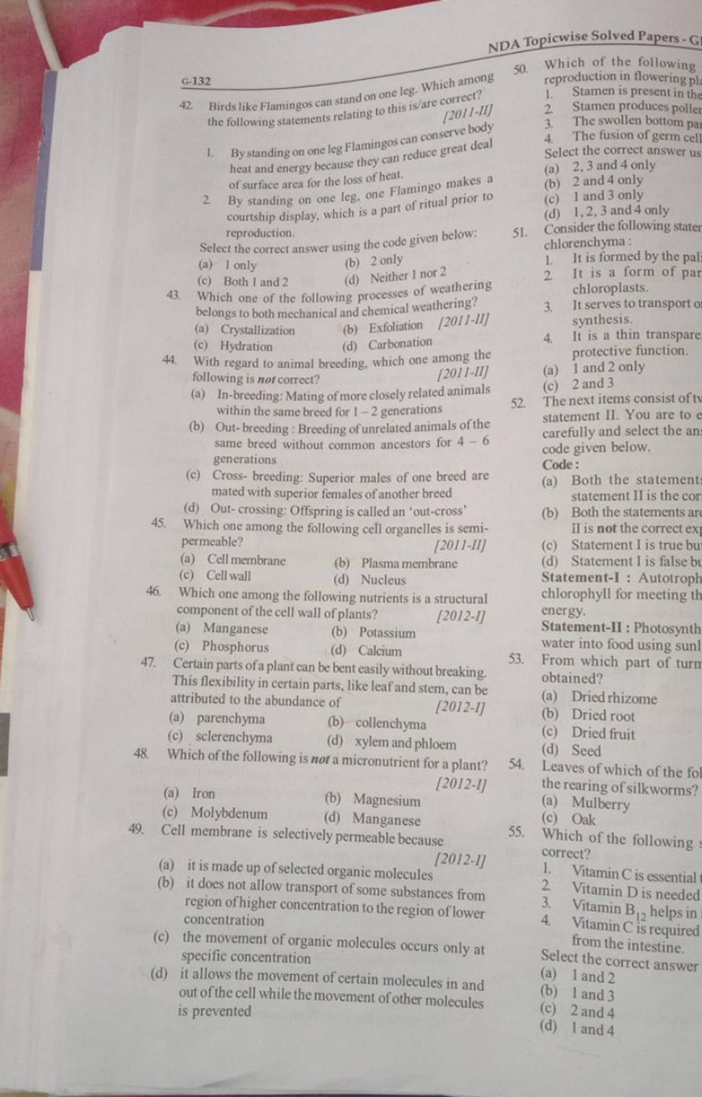 Select The Correct Answer Using The Code Given Below Reproduction 51 C