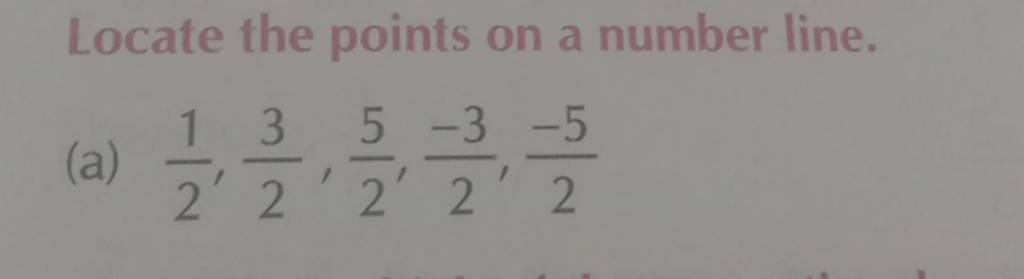Locate the points on a number line. (a) 21 ,23 ,25 ,2−3 ,2−5 | Filo