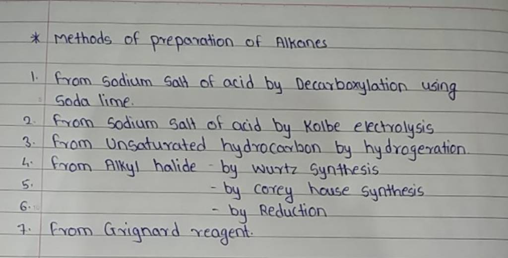 * Methods of preparation of Alkanes | Filo