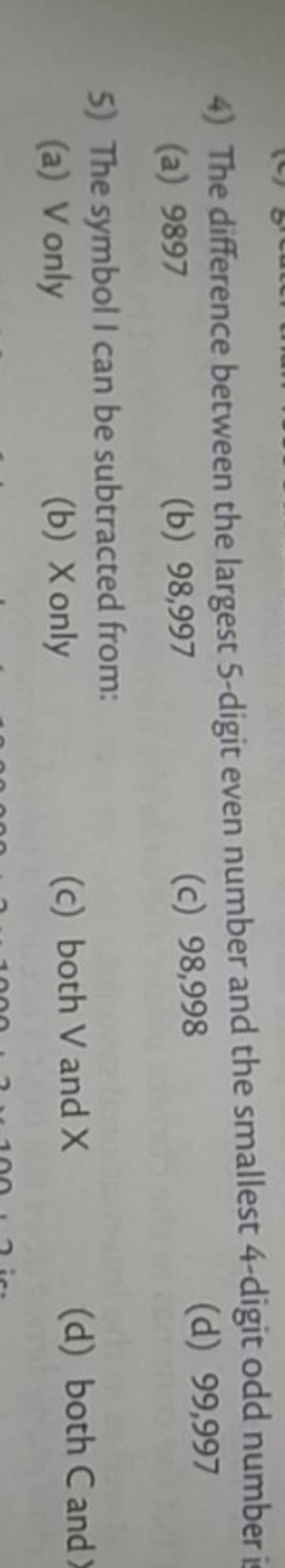 4 The Difference Between The Largest 5 digit Even Number And The Smalle 