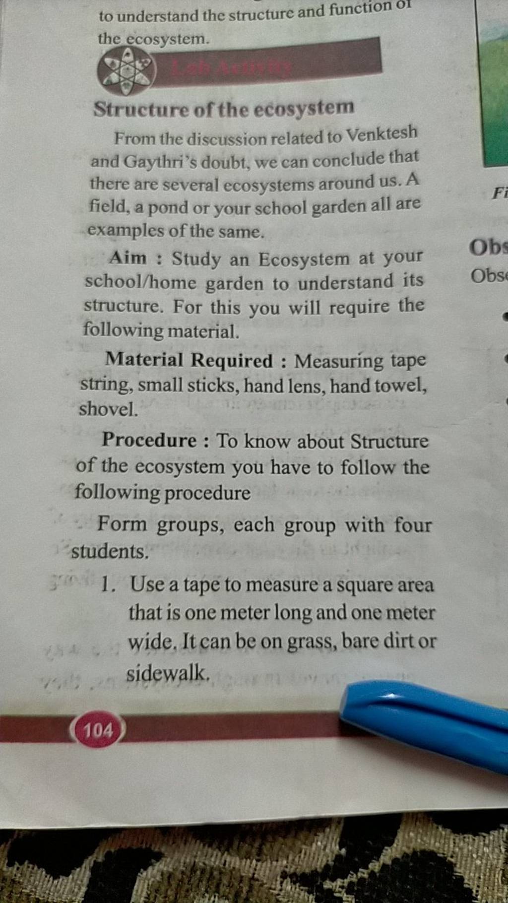 To Understand The Structure And Function Or The Ecosystem Structure Of T