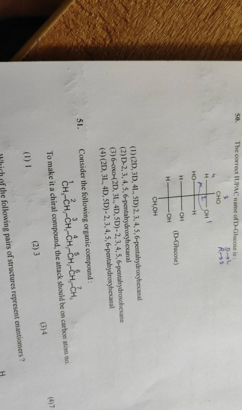 The correct IUPAC name of D-Glucose is : (D-Glucose) | Filo