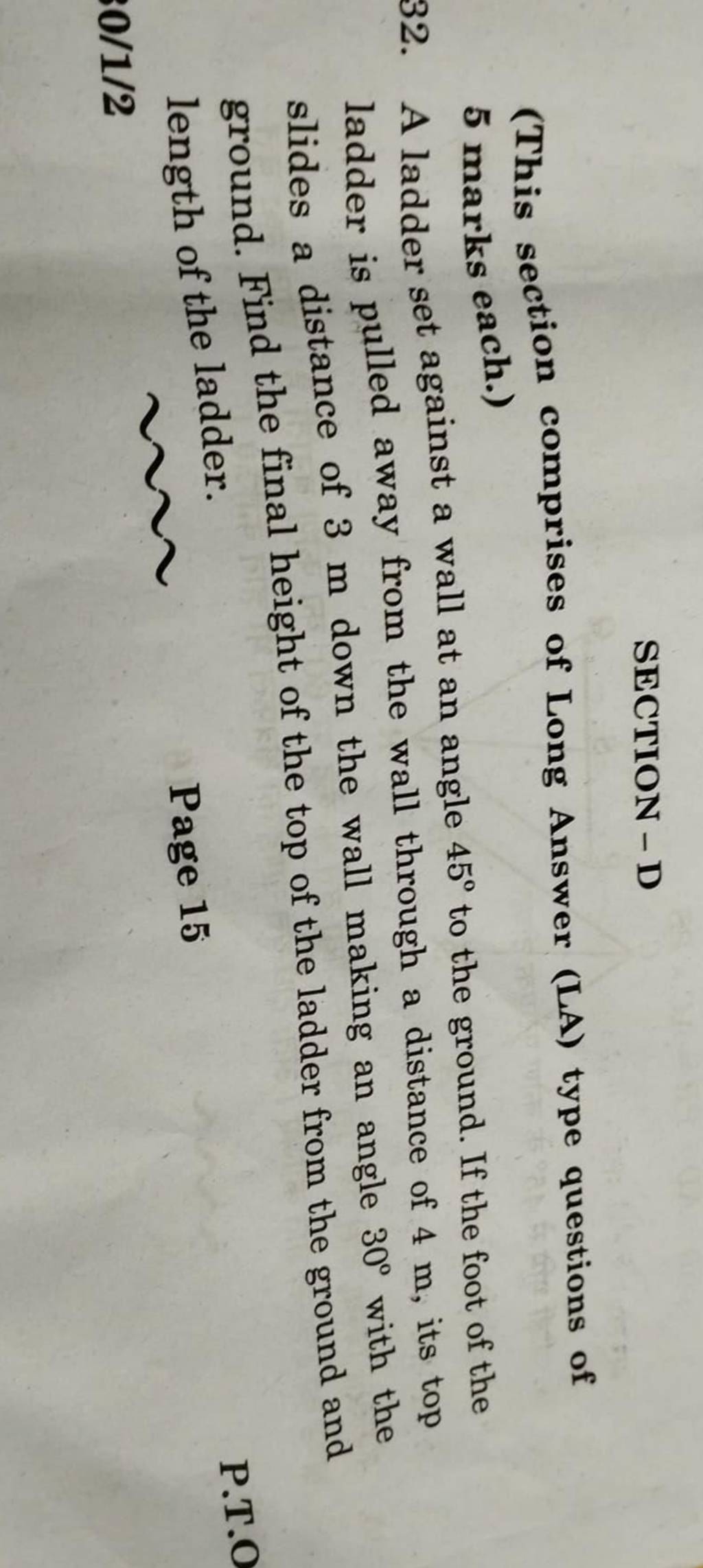 SECTION - D (This section comprises of Long Answer (LA) type questions of..
