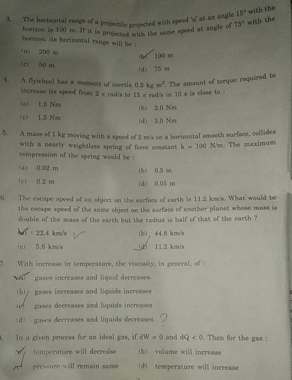 The Horizontal Range Of A Projectile Projected With Speed U At An Ang