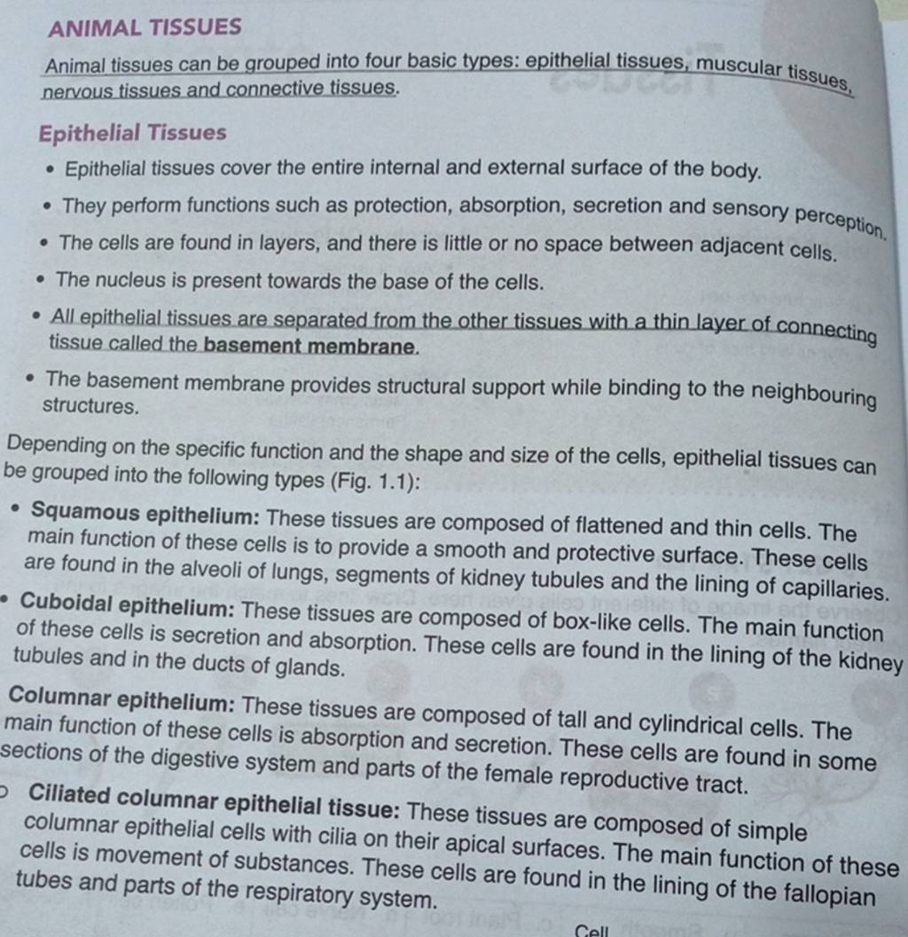 ANIMAL TISSUES Animal tissues can be grouped into four basic types: epith..