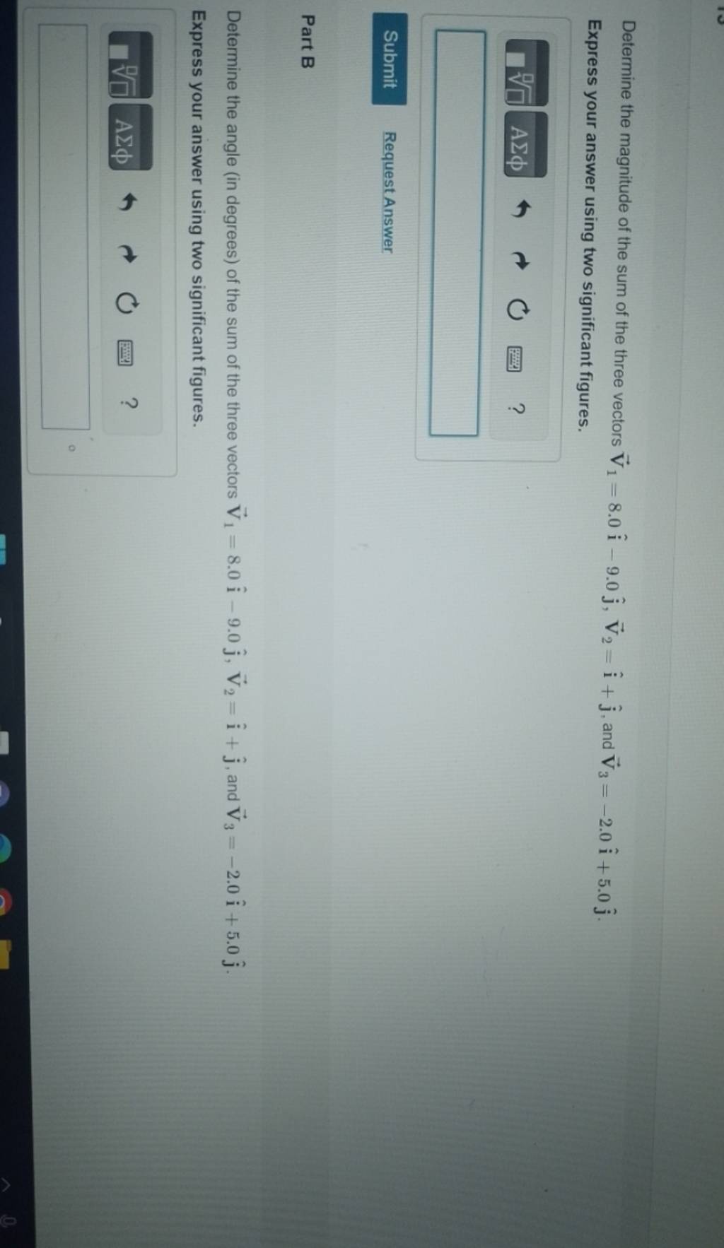 Determine The Magnitude Of The Sum Of The Three Vectors V1 80i−90j
