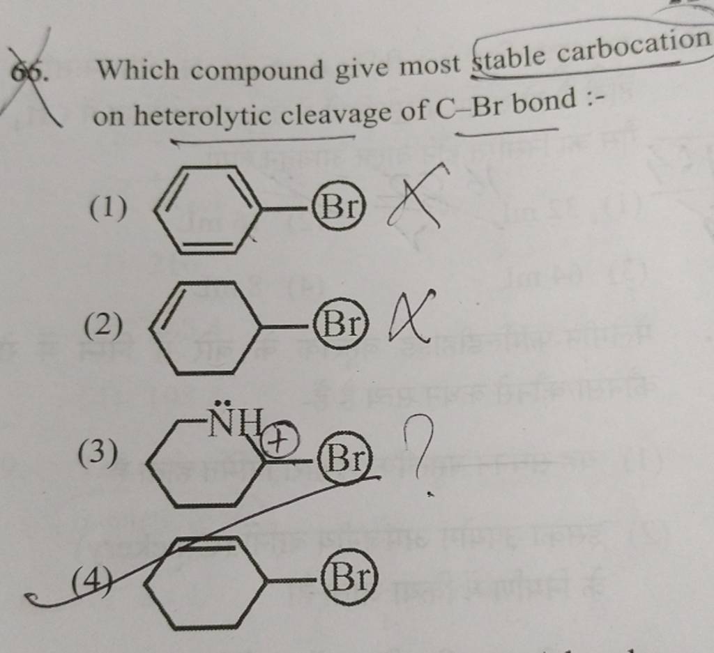 o6. Which compound give most stable carbocation on heterolytic cleavage o..