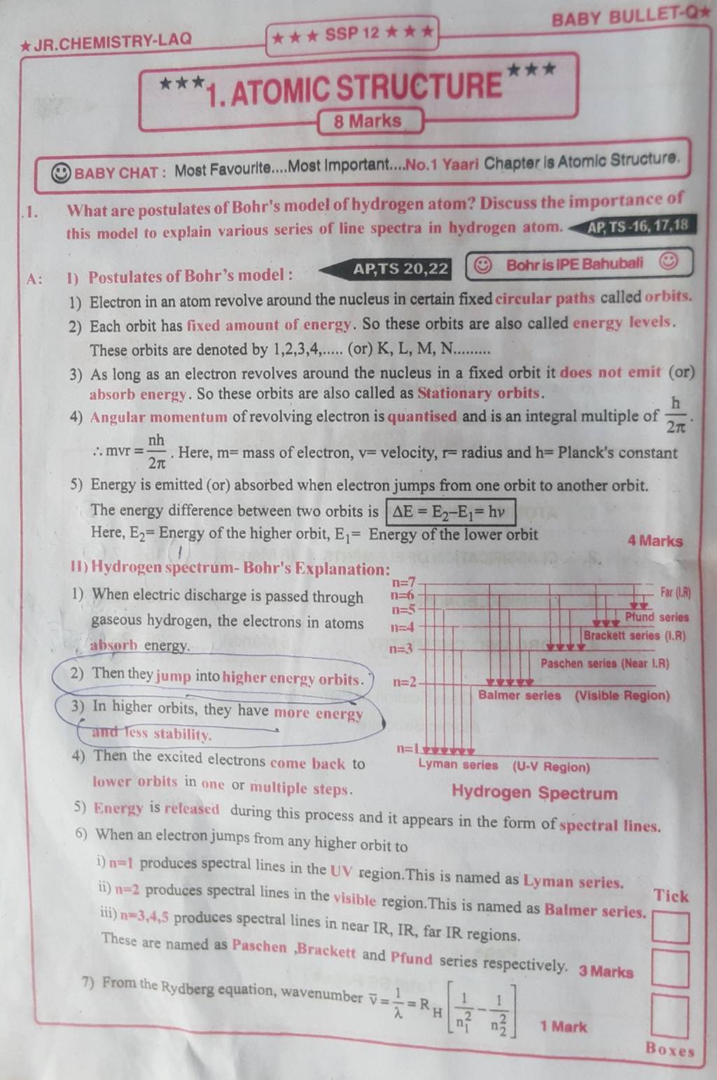 BABY BULLET-Q* ⋆ JR.CHEMISTRY-LAQ ⋆⋆⋆ SSP 12⋆⋆⋆ ⋆⋆⋆. ATOMIC STRUCTURE ⋆⋆⋆..