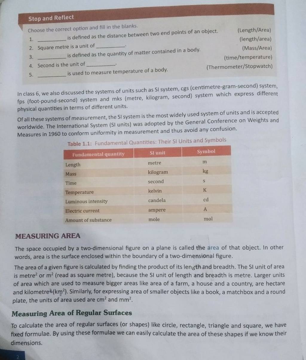 Stop and Reflect Choose the correct option and fill in the blanks. 1. is