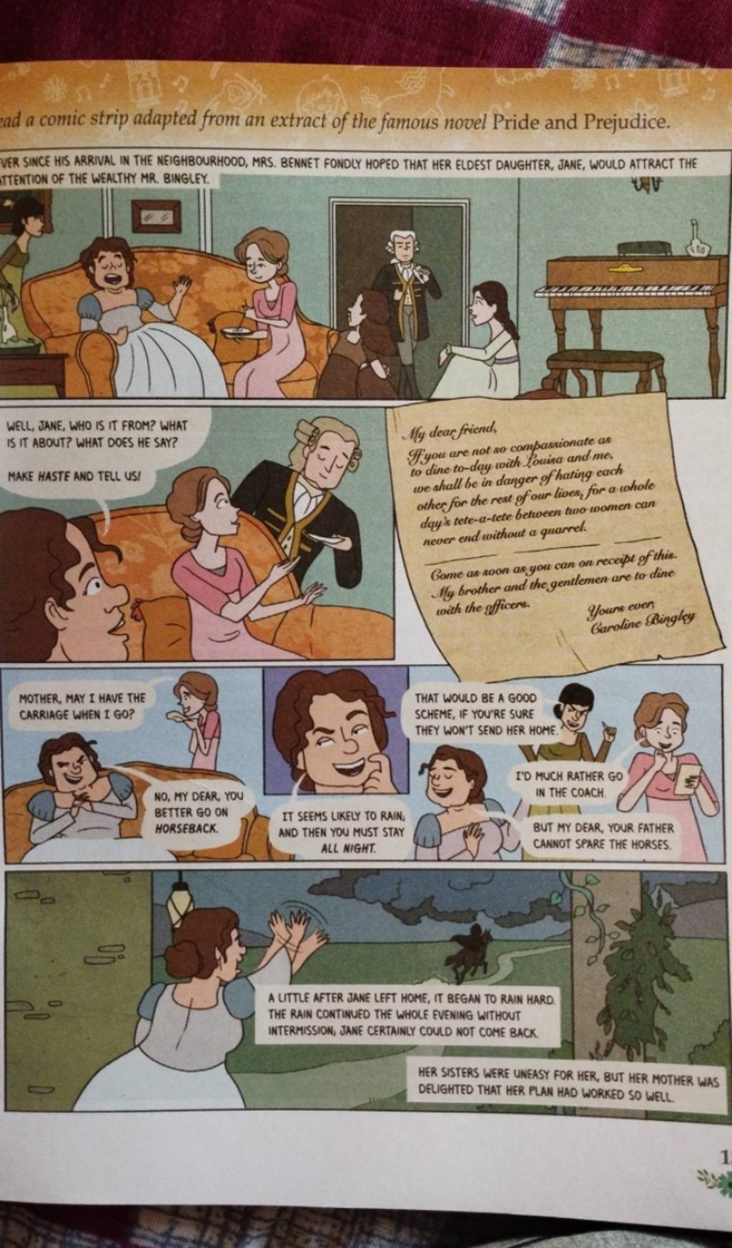Pal ad a comic strip adapted from an extract of the famous novel Pride an..