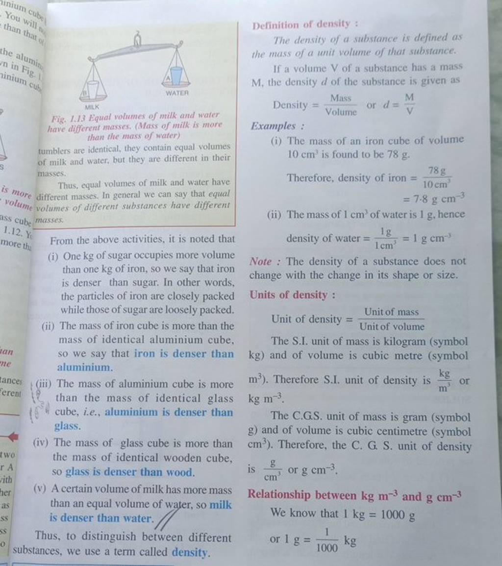 Definition Of Density The Density Of A Substance Is Defined As The Mass