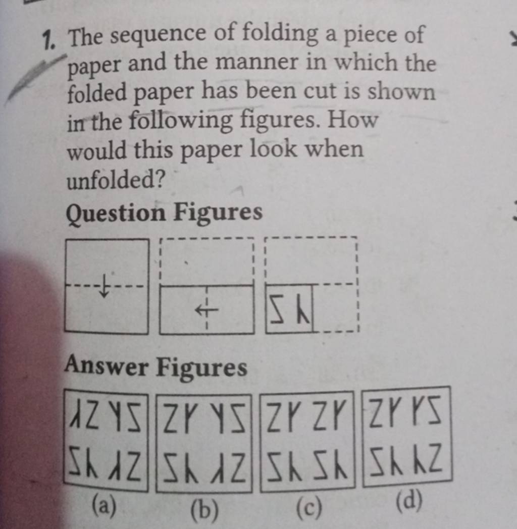 1. The sequence of folding a piece of paper and the manner in which the f..