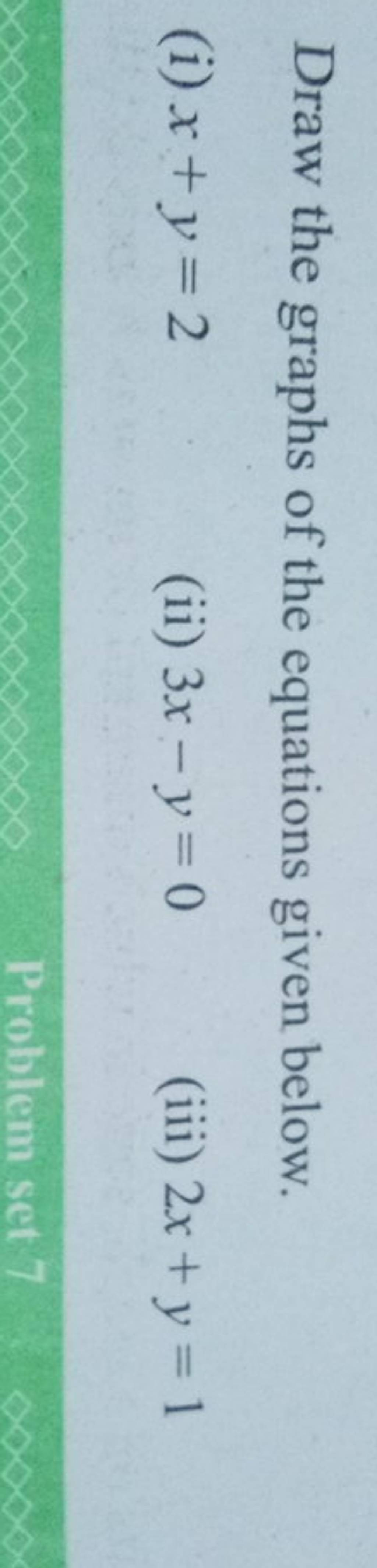 Draw The Graphs Of The Equations Given Below I X Y 2 Ii 3x−y 0 Iii