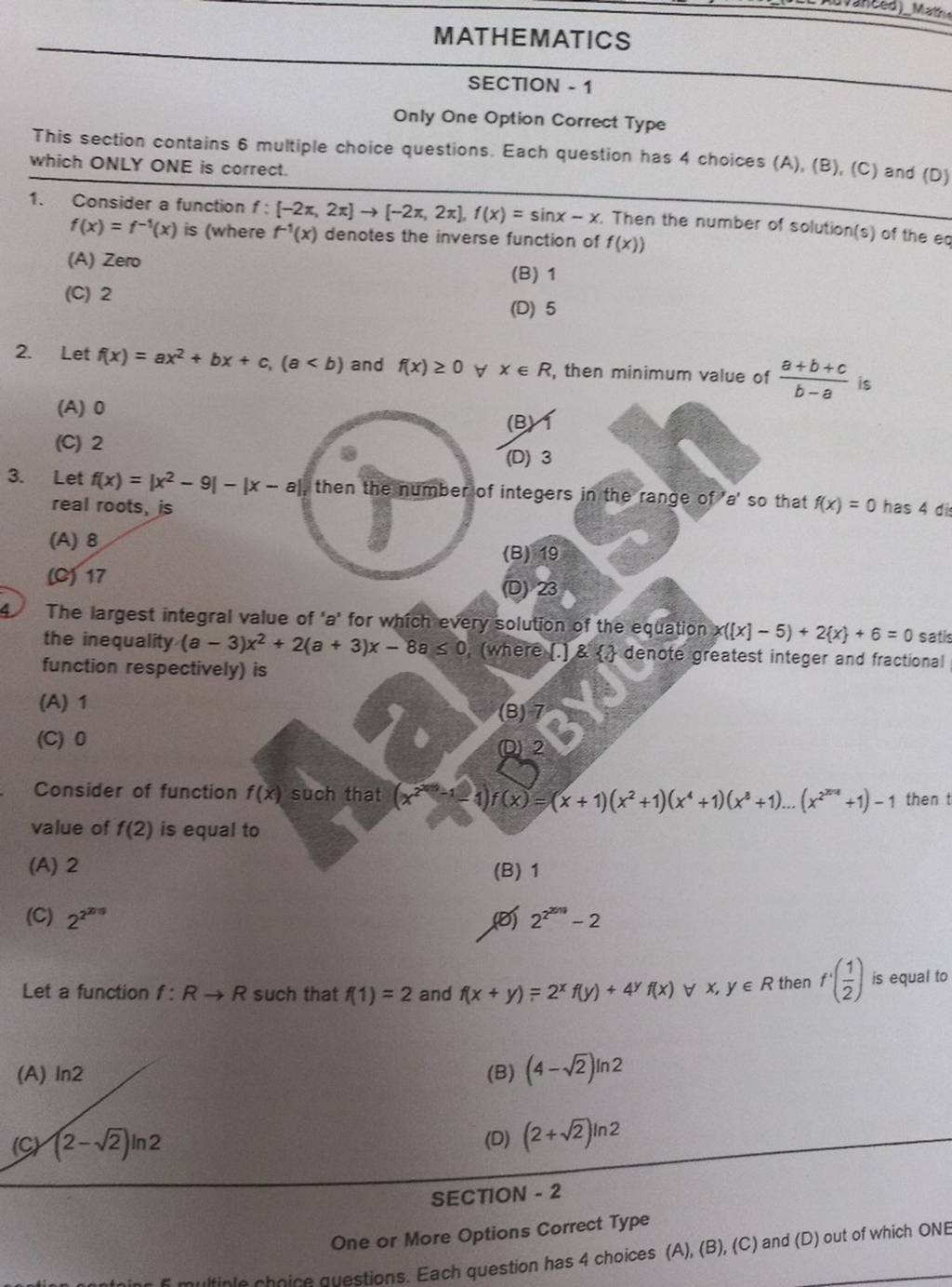 The Largest Integral Value Of A For Which Every Solution Of The Equat 