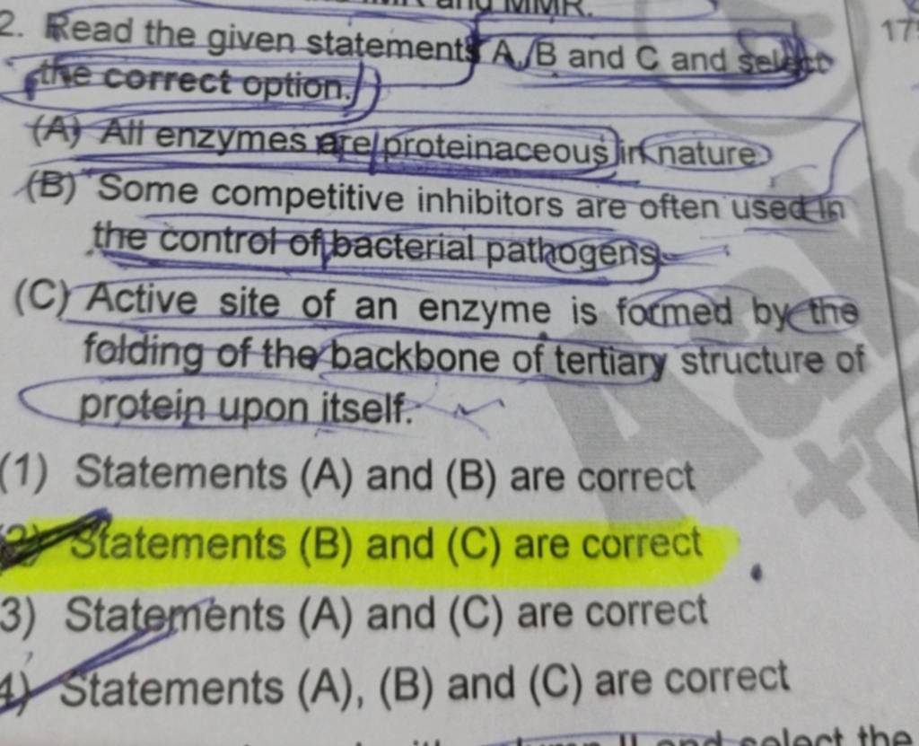 2. Read the given statements A,B and C and sele t fle correct option. (A)..