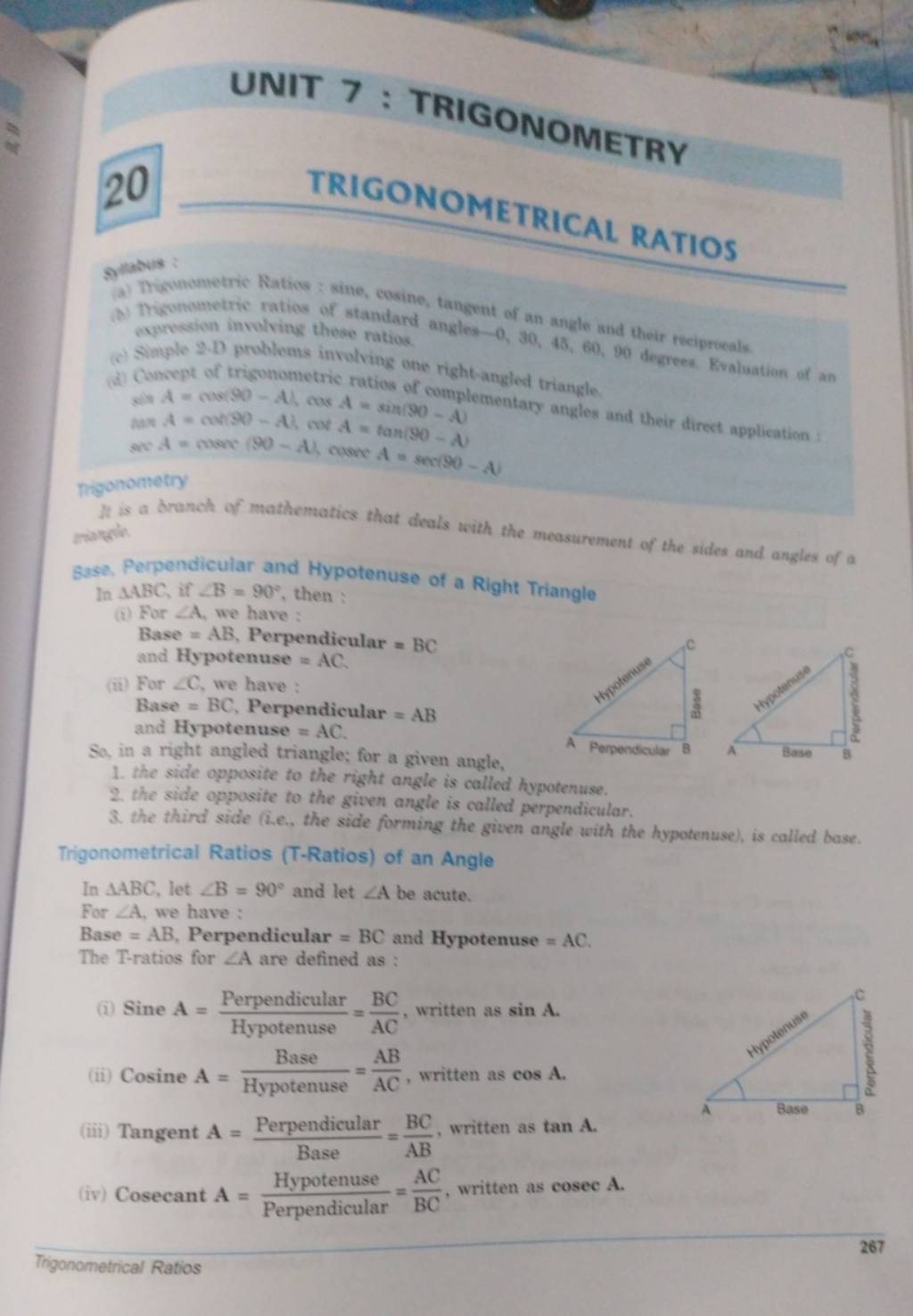Base Bc Perpendicular Ab And Hypotenuse Ac So In A Right Angled Tri 1869