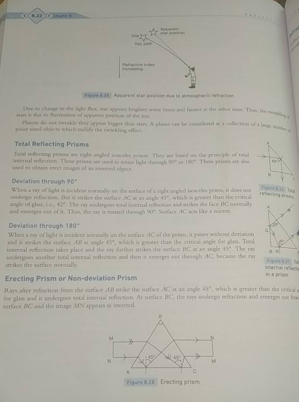 Figure e.25 Apparent star position due to atmospheric refraction Due to c..