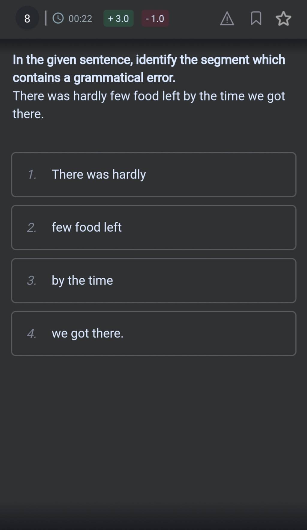 In the given sentence, identify the segment which contains a grammatical