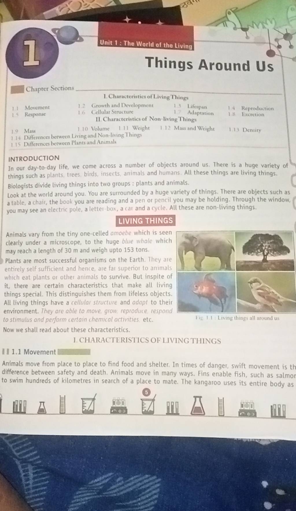 Unit 1: The World of the Living Things Around Us Chapter Sections 1. Char..