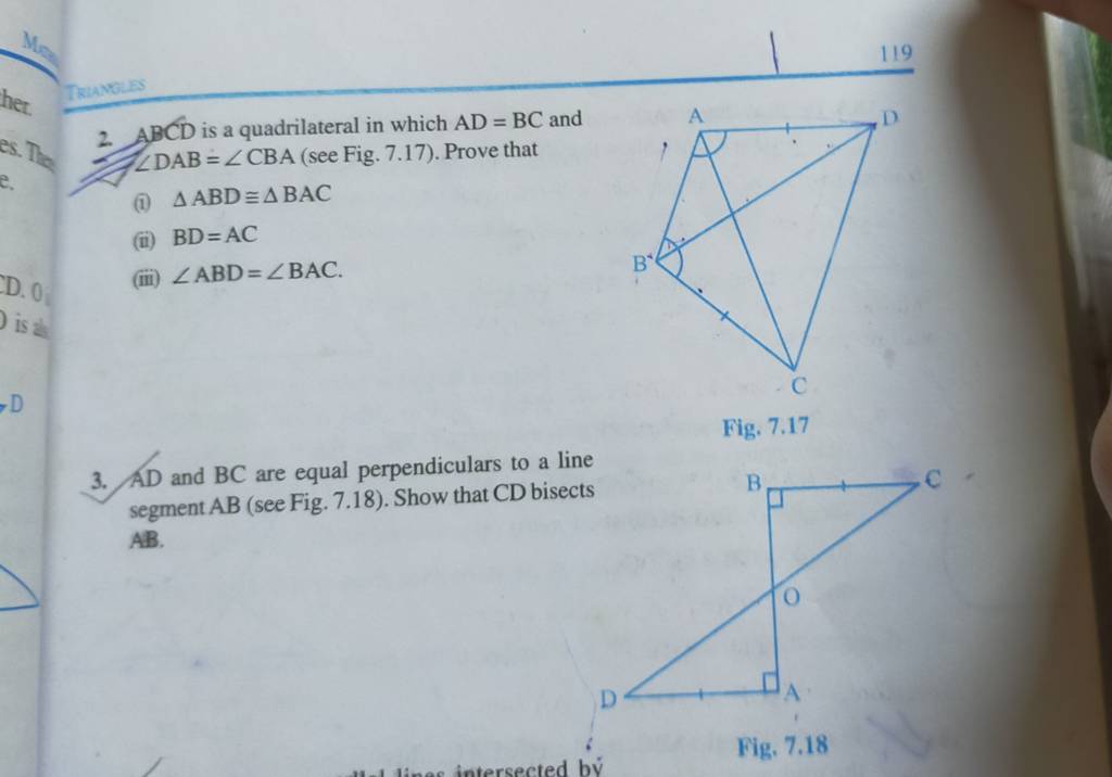 2. ABCD is a quadrilateral in which AD=BC and ∠DAB=∠CBA (see Fig. 7.17).